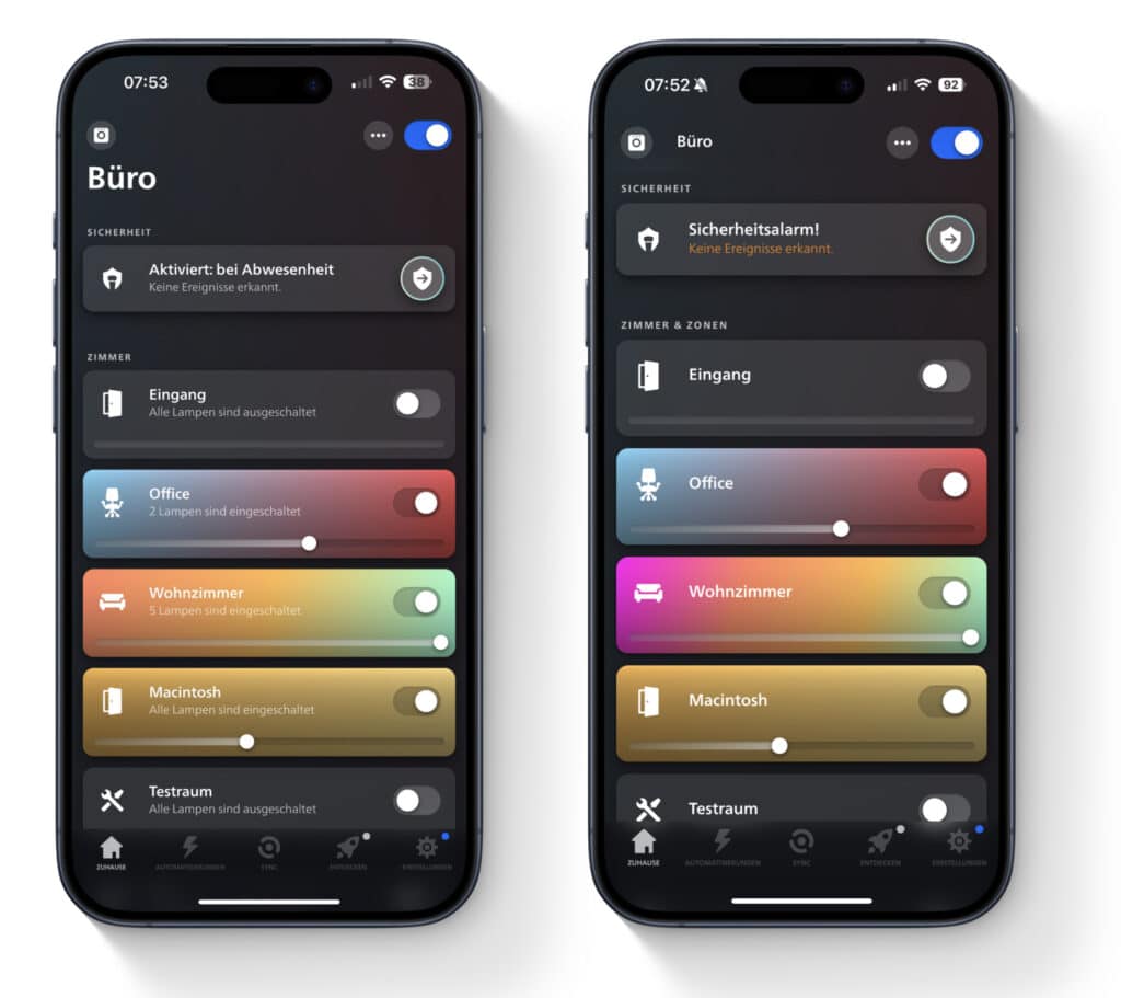 Not a mistake, but intentional: Cleaned-up home page in the Hue app ...